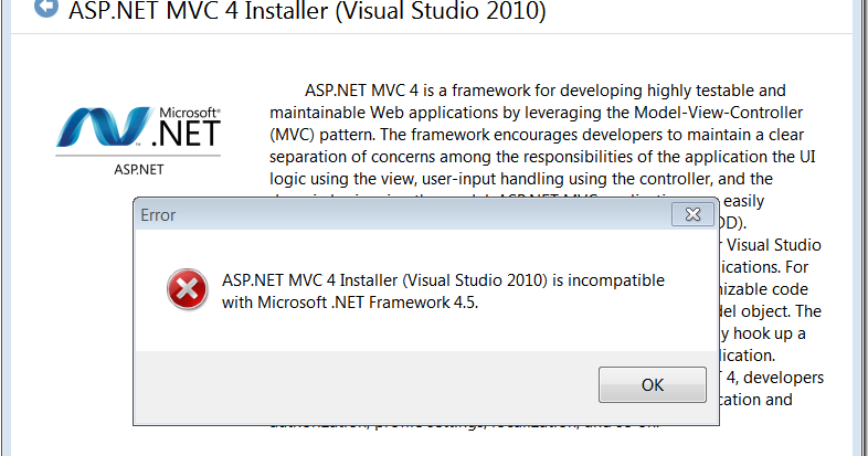 //TODO – Fix this: ASP.NET MVC4 Installer (Visual studio 2010) is incompatible with Microsoft ...