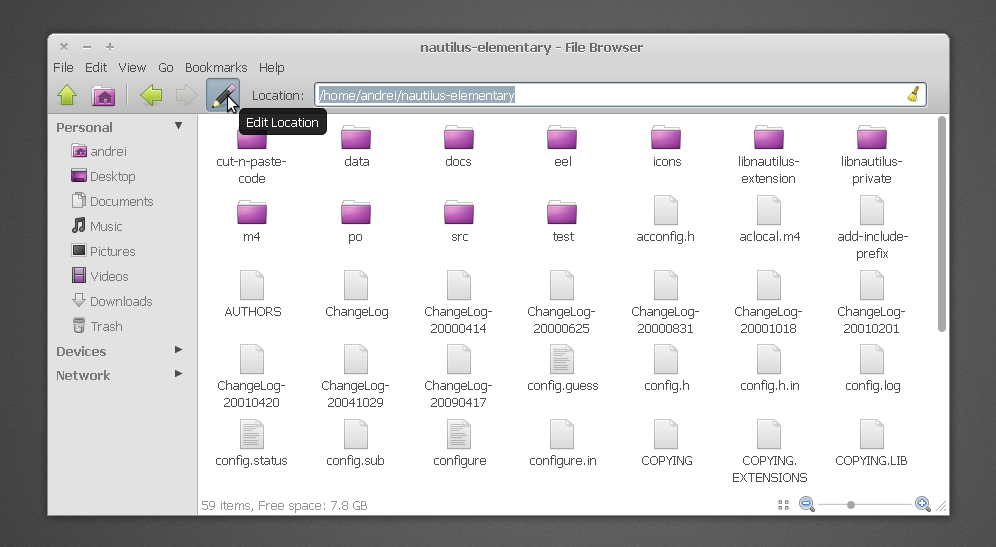 Nautilus Elementary (2.31.1), Now With Customizable Toolbar, Toggle Location Bar Button, More ...