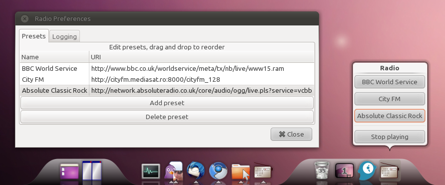 AWN Radio Applet Is Available In The WebUpd8 PPA ~ Web Upd8: Ubuntu / Linux blog