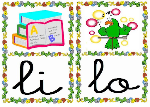 TARJETAS INFANTILES CON SILABAS Y DIBUJOS