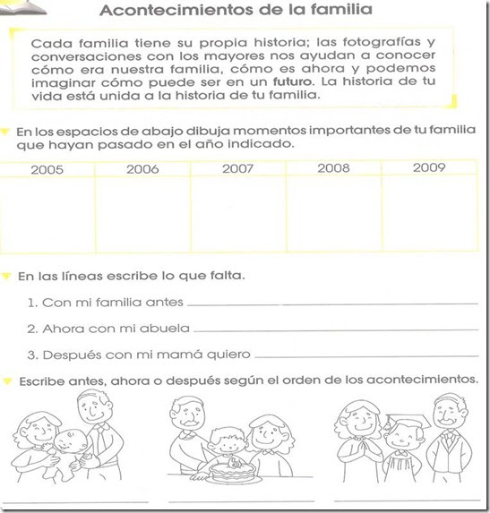 Acontecimientos de la familia – tareas de primaria