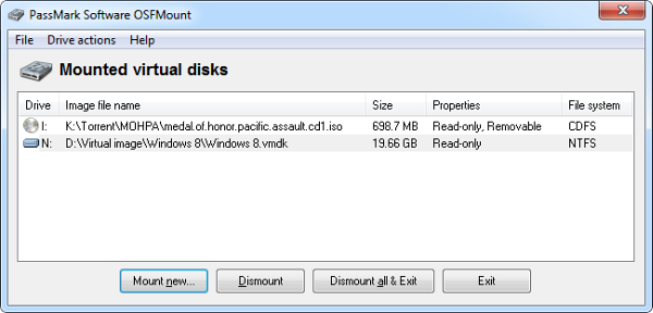 OSFMount: Mount Any Disk Image as Virtual Drive