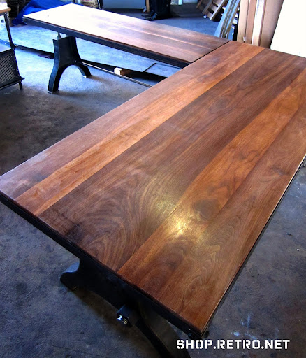 Vintage Industrial Hure Desk with Return Vintage Industrial Furniture
