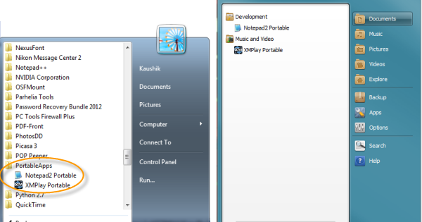 Show Your Portable Apps on Windows Start Menu
