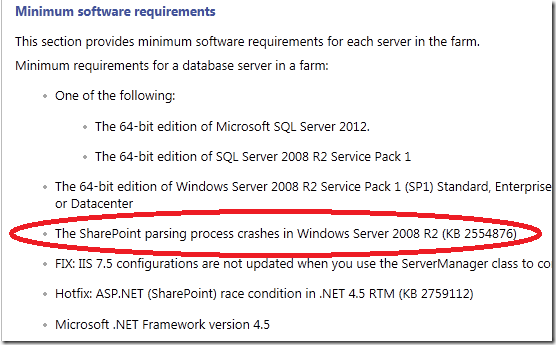 Sharepoint 2013 Requirement The Sharepoint Parsing Process Crashes Mike Smiths Tech