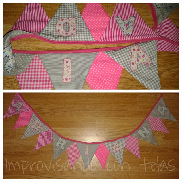 Improvisando con telas y más : Banderin con letras DIY