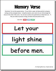 Memory Verse Helps-Matthew 5:16