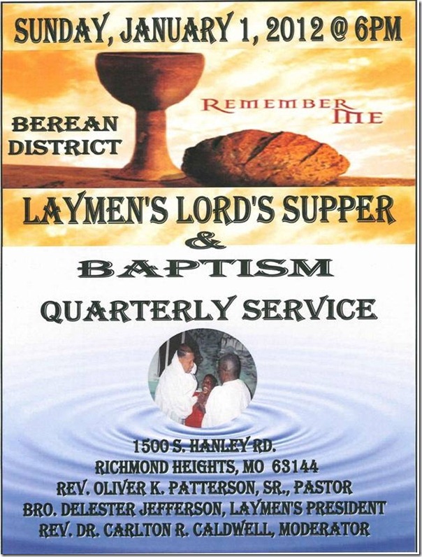 Berean District Laymen Ministry: December 2011