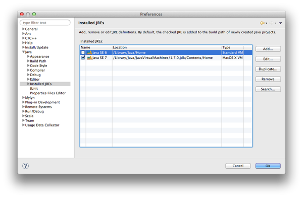 mog project: Installing Oracle JDK 7 in Mac OS X