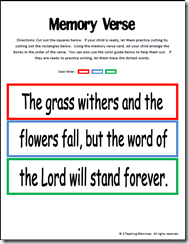 Memory Verse Helps-Isaiah 40:8