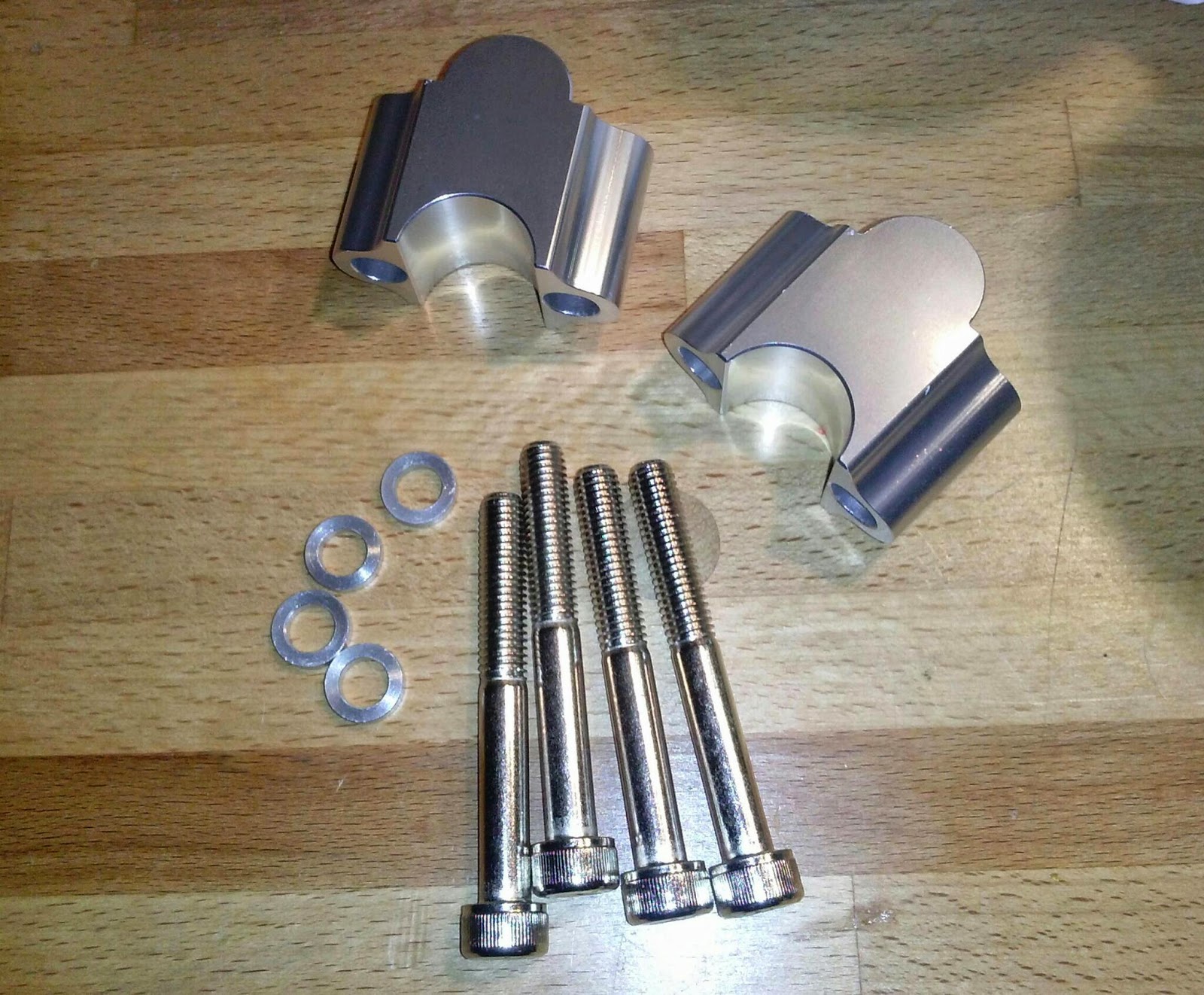 Geoff's KLR650 project: Installed handlebar risers