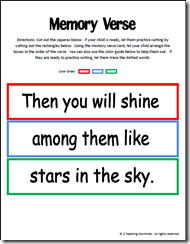 Memory Verse Helps-Philippians 2:15