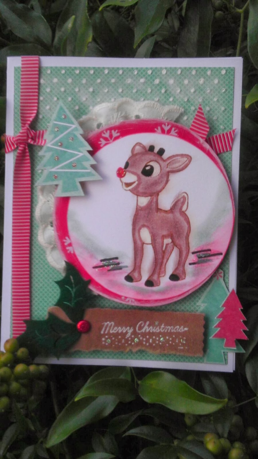 Waving My Wand: Rudolph the red-nosed reindeer card
