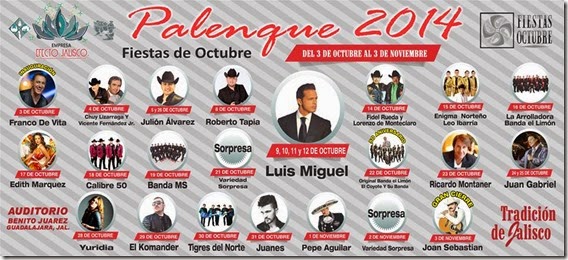 Palenque Fiestas de Octubre 2014 en GDL: Cartelera Fechas Boletos ...
