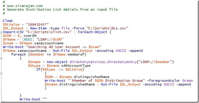 Search Active Directory And Generate Distribution List Membership Detailspowershell Script