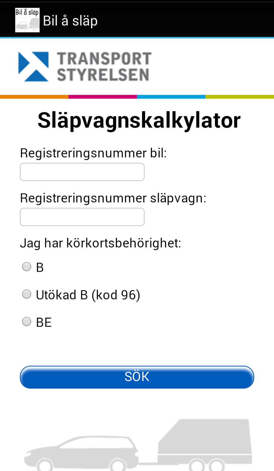Fjällvagnen: Bil å släp app från transportstyrelsen