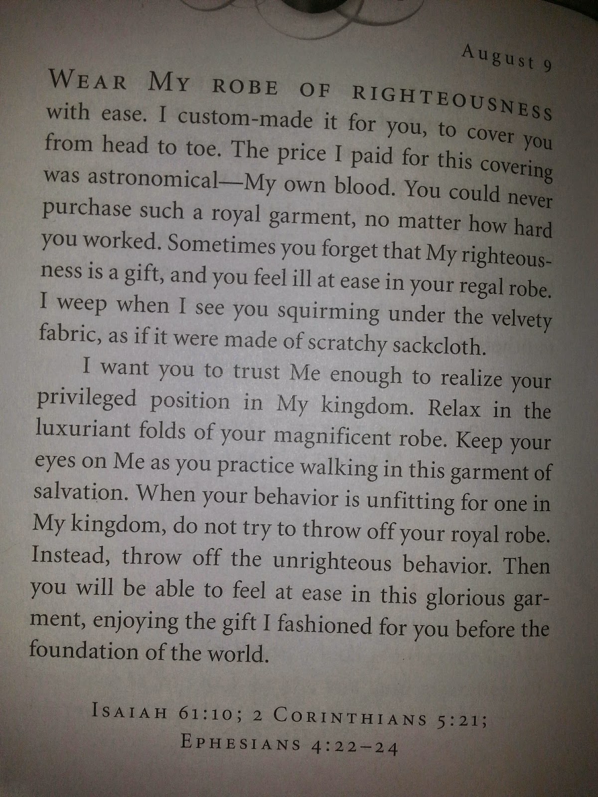 Jesus Calling Daily Devotion: Robe of Righteousness
