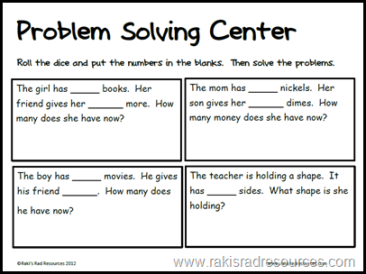 Rolling Up a Problem Solving Center - Classroom Freebies