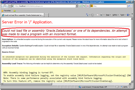 Dotnet Galaxy Could Not Load File Or Assembly Oracle Dataaccess Or