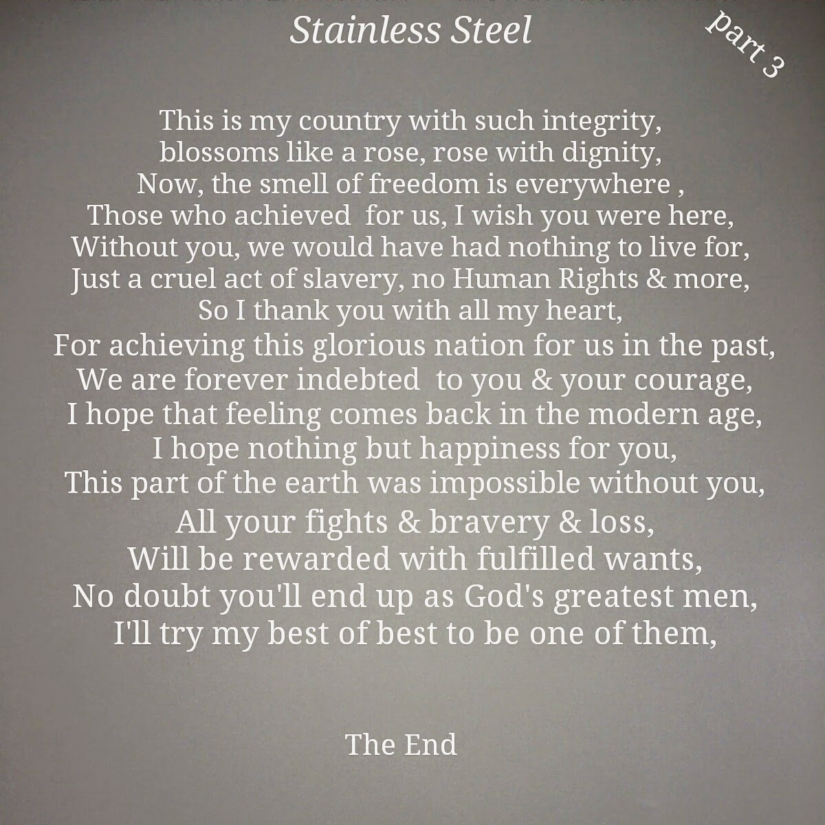 Collection of The Young Ahmed Poetry: Stainless Steel (part 3 out of 3)