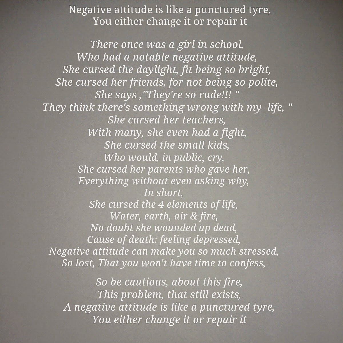 Collection of The Young Ahmed Poetry: Negative Attitude Is Like A ...
