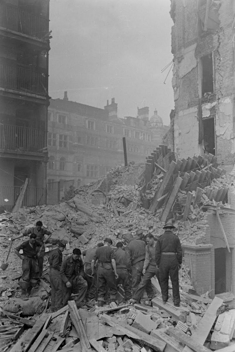 London Blitz Damage: Rescue From Flats. - Hans Wild — Google Arts & Culture
