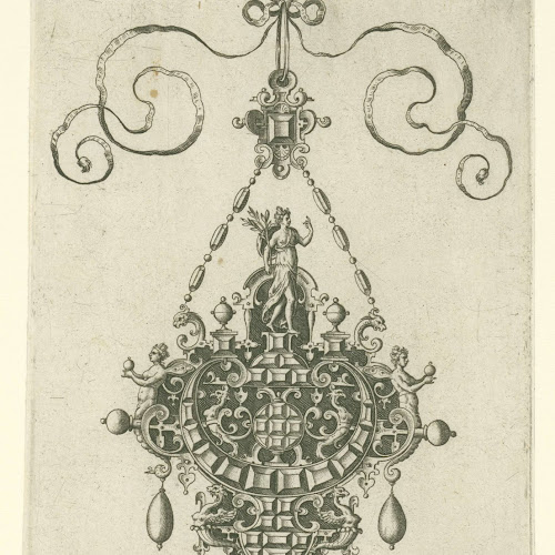 Hanger waarop een godin met lauriertak, Hans Collaert (I), 1581 ...
