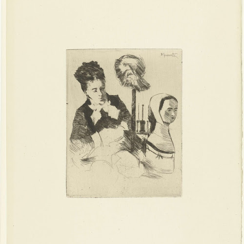 Hoedenmaakster in atelier, Norbert Goeneutte, 1895 - Rijksmuseum