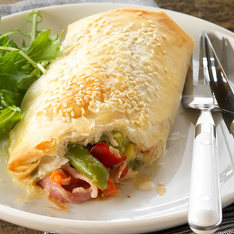 Cheesy Vegetable & Bacon Filo Parcels