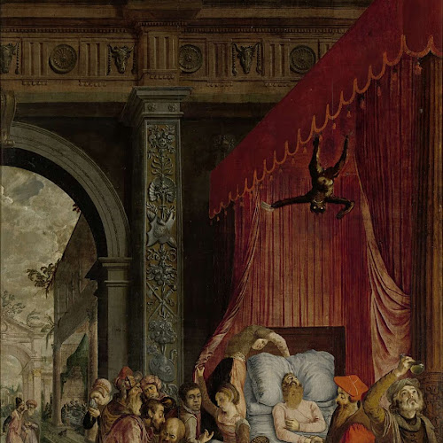 Deathbed of the Rich Man, with a Devil Descending to Retrieve the ...