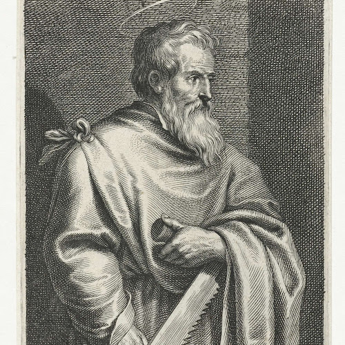 Heilige Simon Zelotes met zaag, Schelte Adamsz. Bolswert, naar Gerard ...