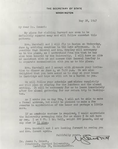Secretary of State Marshall Acceptance Letter - George C. Marshall ...