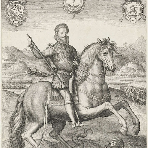 Ruiterportret van Karel Emanuel I van Savoye, Raphaël Sadeler (I), naar ...