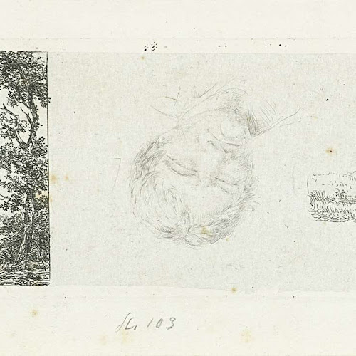 Gezicht op Brussel, portretstudie en een schaap, Frédéric Théodore ...