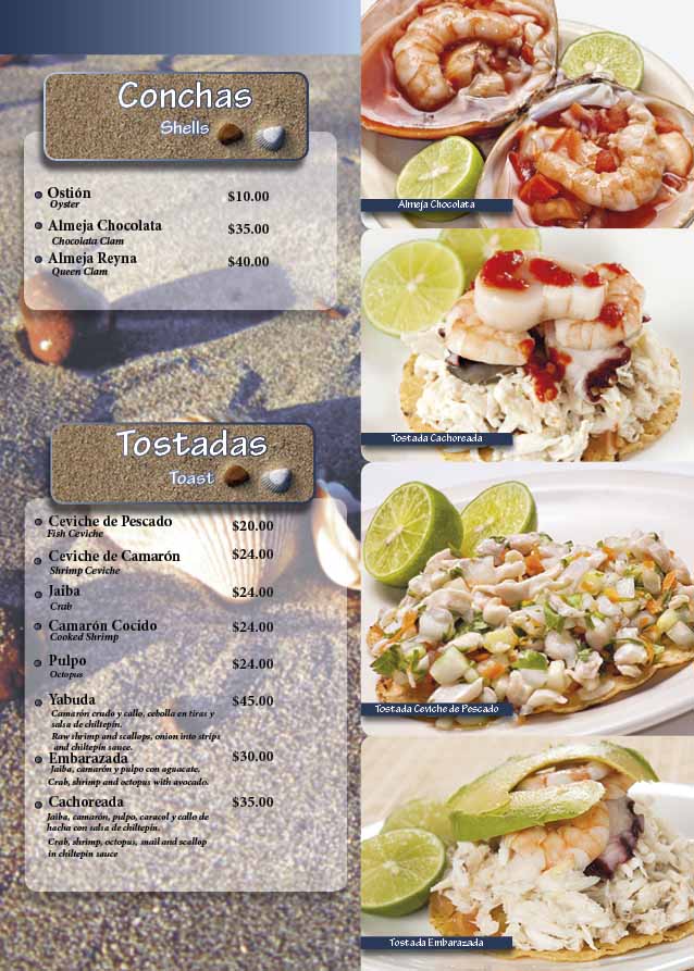 Menú Revista - Mariscos El Rey