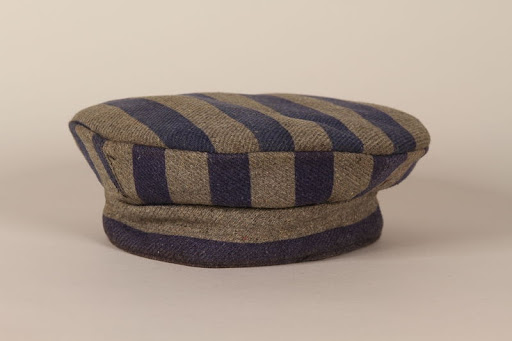Concentration camp uniform cap worn by a Polish Jewish prisoner in ...