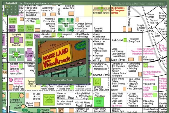 Sorprendible Visual Blog: Mapa interactivo de Springfield