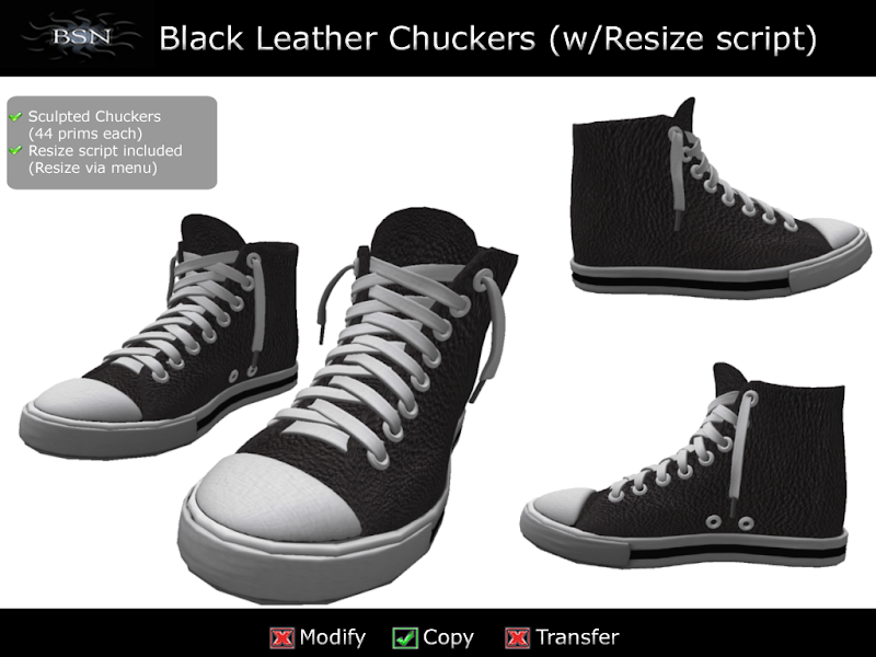 BSN Black Leather Chuckers released
