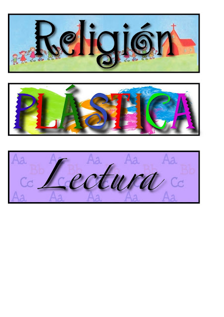 CARTELES CON LOS NOMBRES DE LAS ASIGNATURAS PARA EL COLE