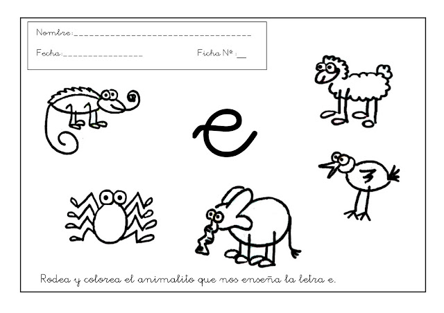 LETRA E: FICHAS DE CALIGRAFIA PARA IMPRIMIR DE LETRA E