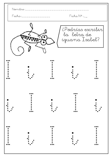 APRENDE A ESCRIBIR LA LETRA I. EJERCICIOS DE CALIGRAFIA