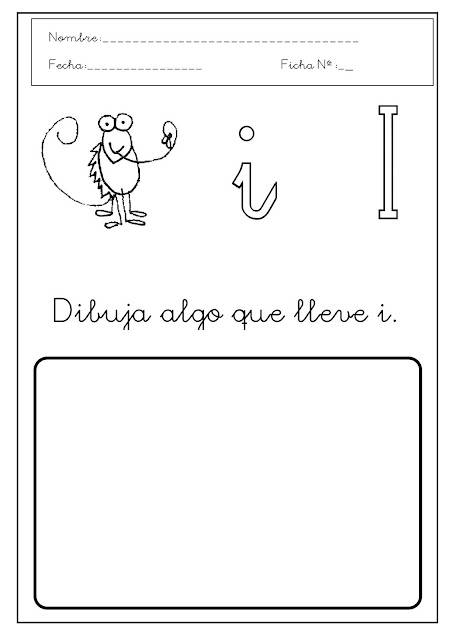 LETRA I: LAMINAS DE CALIGRAFIA PARA IMPRIMIR DE LA LETRA I