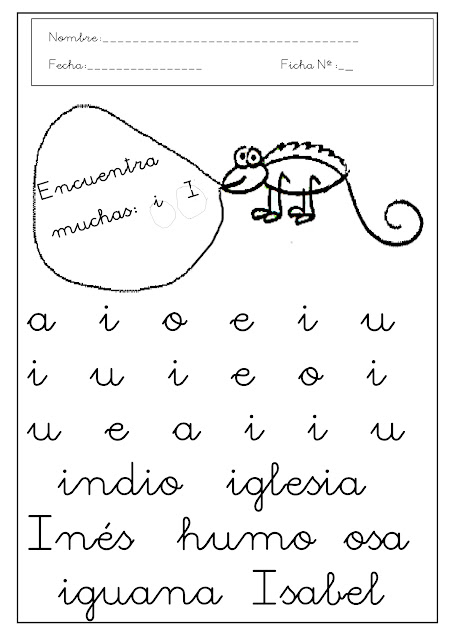 LETRA I: LAMINAS DE CALIGRAFIA PARA IMPRIMIR DE LA LETRA I