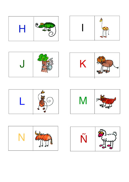 DOMINO INFANTIL DE LETRAS Y ANIMALES