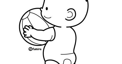 baby with a ball free coloring pages | Coloring Pages
