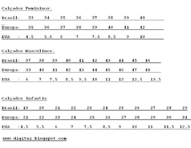 Conversão de Tamanhos de Sapatos