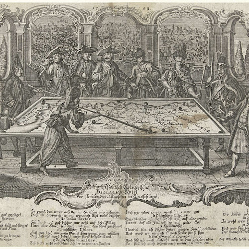 Politieke biljardspel in Duitsland, 1758, anoniem, 1758 - Rijksmuseum