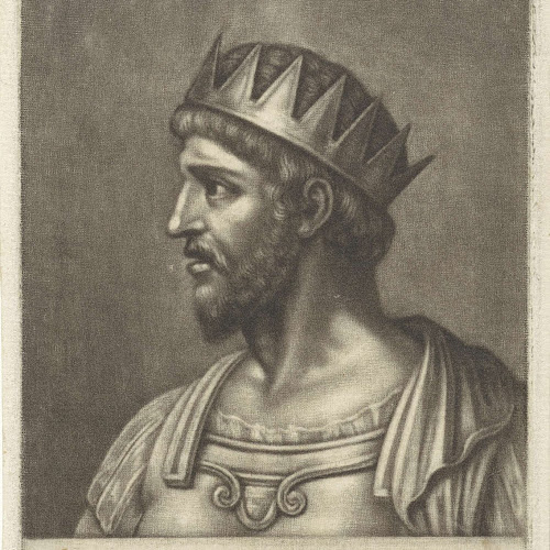 Portret in profiel van de Romeinse keizer Constantijn de Grote, Abraham ...