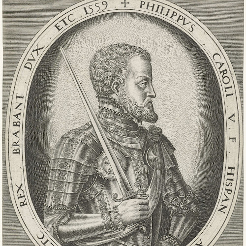 Portret van koning Filips II van Spanje, Frans Huys, 1559 - Rijksmuseum