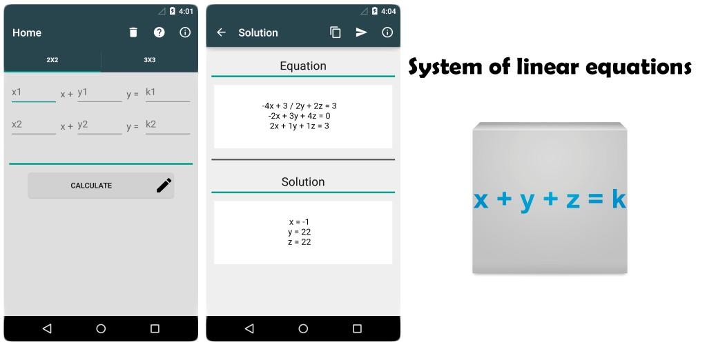 System of linear equations - Latest version 1.0.9 for Android App Education